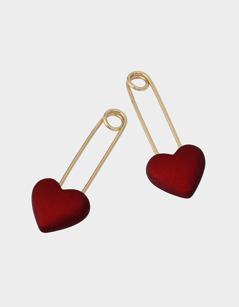 HEART SAFETY PIN DROP EARRINGS RED Women's Valentine's Day Heart Pin ...