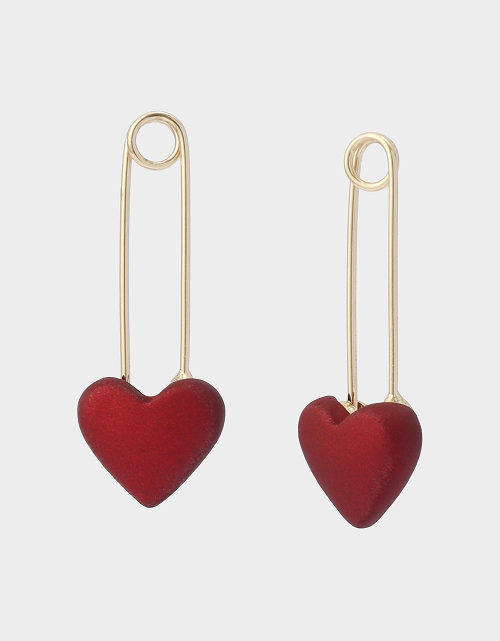 HEART SAFETY PIN DROP EARRINGS RED Women's Valentine's Day Heart Pin ...