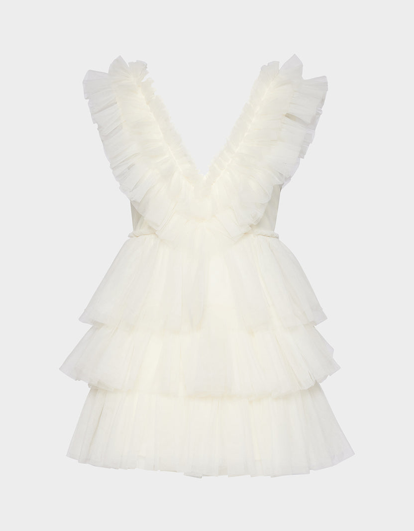 BETSEYS TIERED TULLE DRESS CREAM Mini Formal Women's Dress – Betsey Johnson