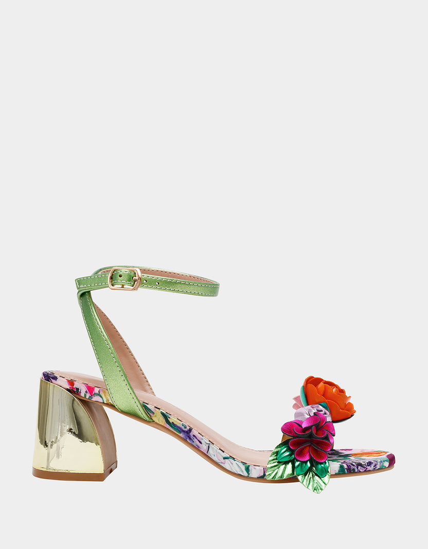 DARCEE PALE PINK FLORAL Strappy Block Heel | Women's Heels – Betsey Johnson