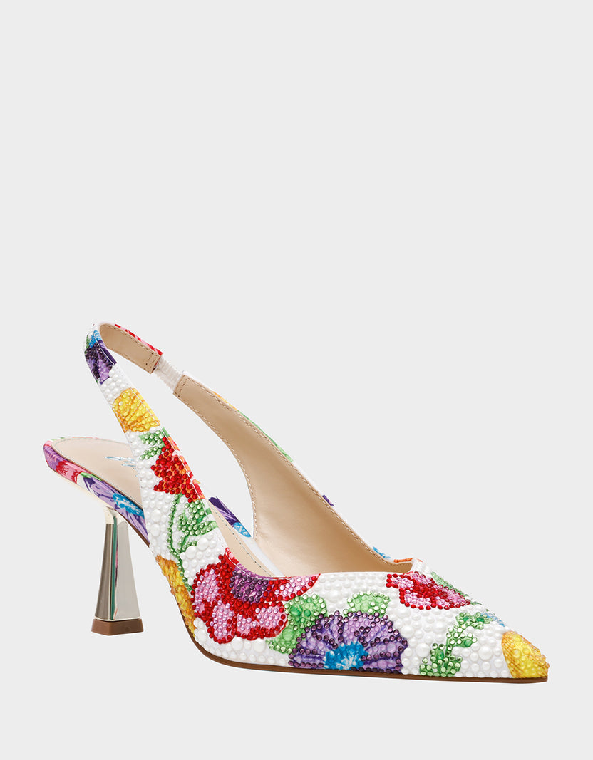 CLARK BRIGHT MULTI Women's Rhinestone Floral Heel – Betsey Johnson