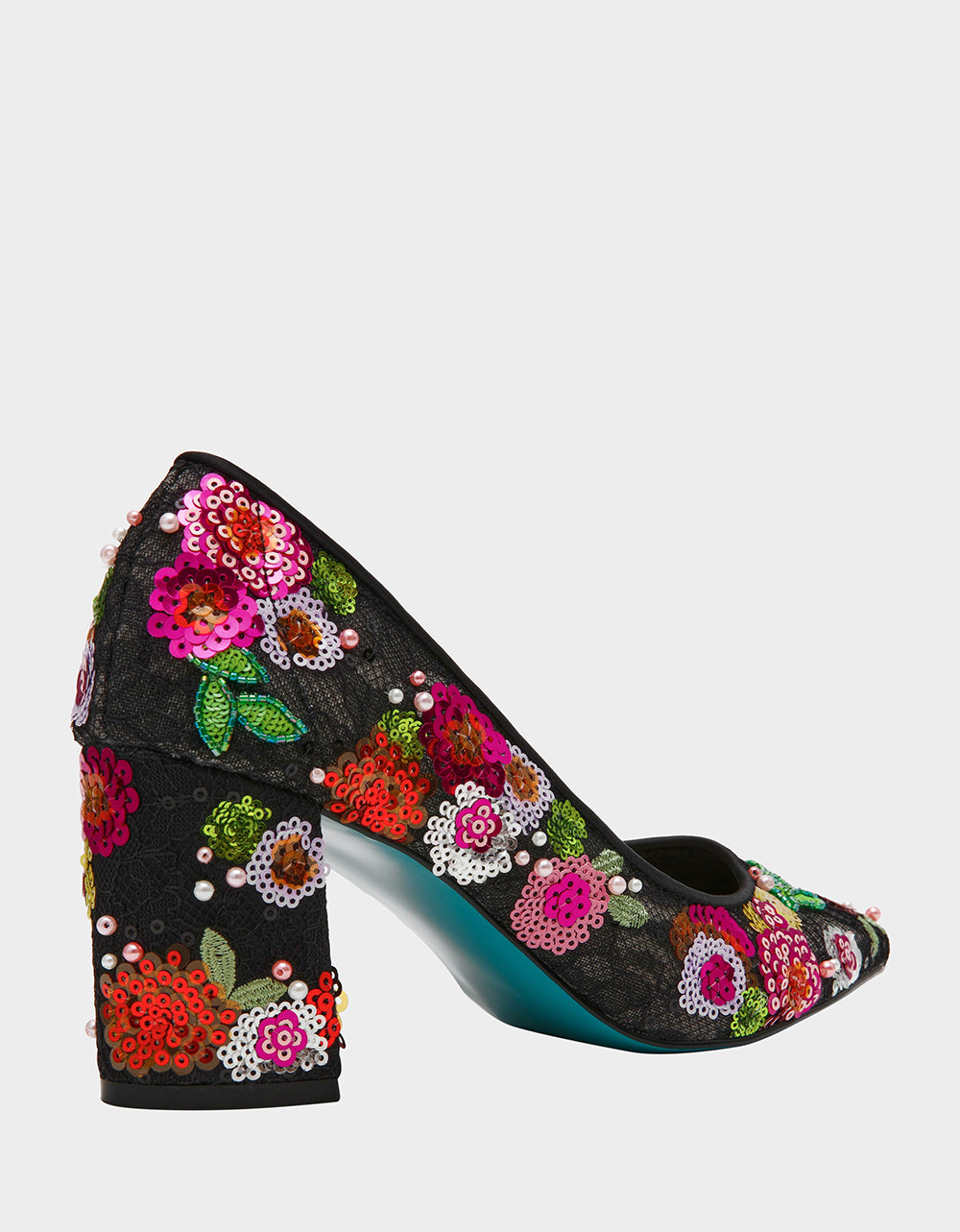 CYRUS Black Floral Pointed-Toe Sequin Embellished Women's Heel – Betsey ...
