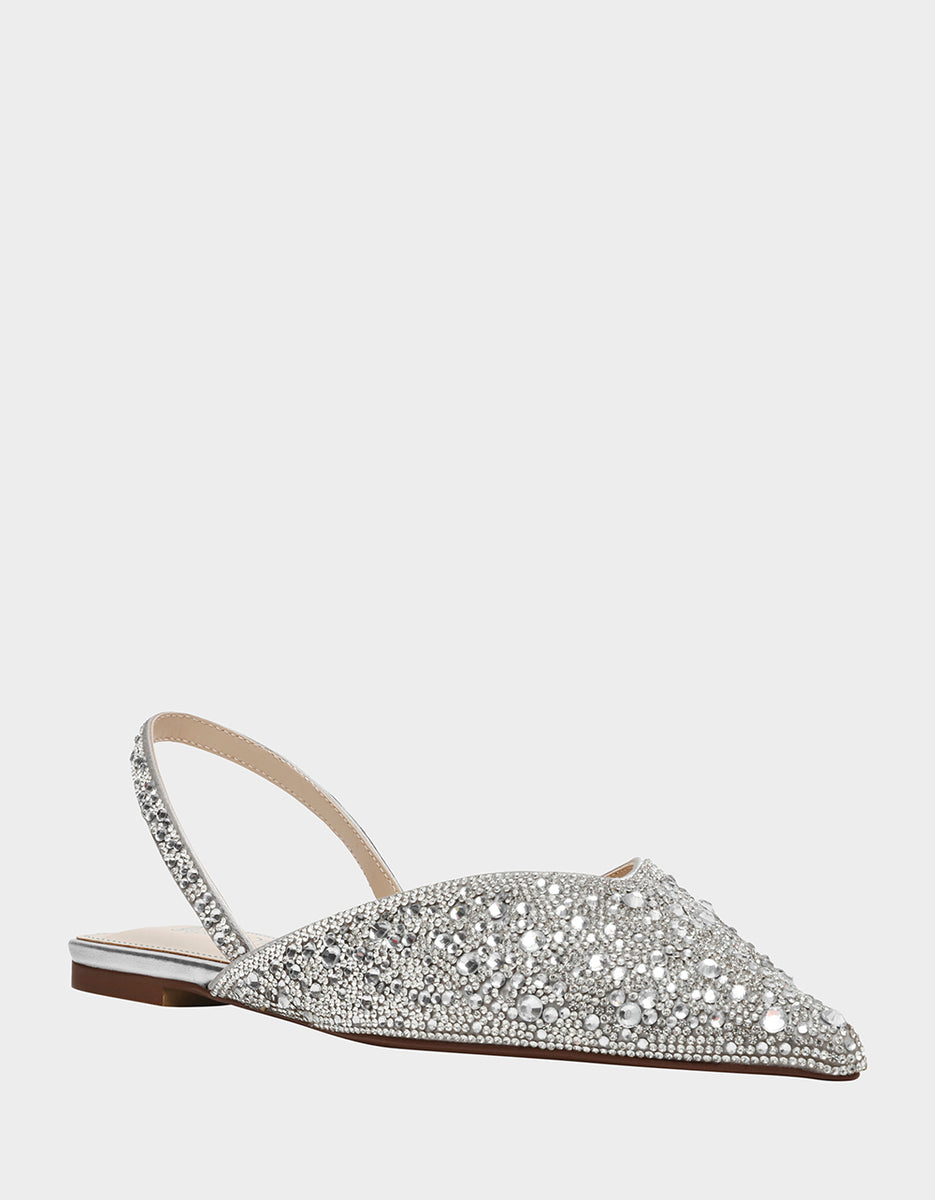 VANCE SILVER Rhinestone Slingback Flats | Women's Flats – Betsey Johnson