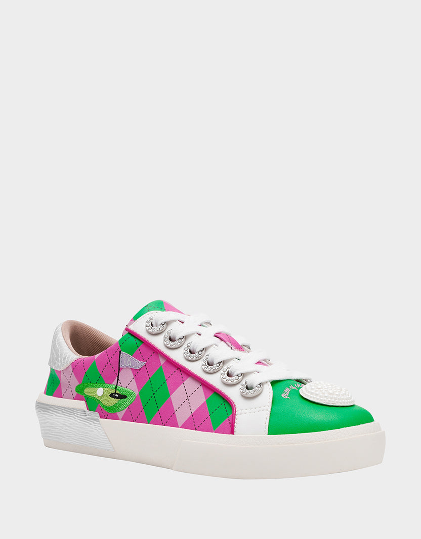 Sherrie Pink Green Multi Womens Low Top Lace Up Sneaker Betsey Johnson