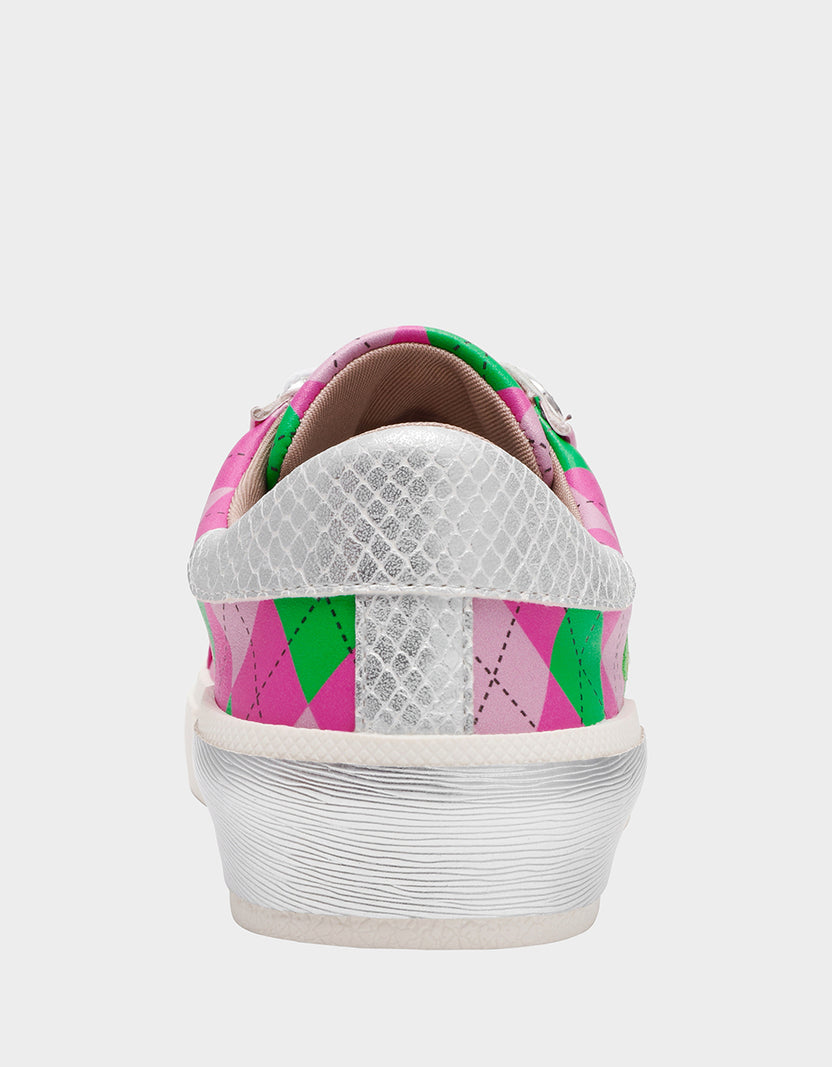 Sherrie Pink Green Multi Womens Low Top Lace Up Sneaker Betsey Johnson