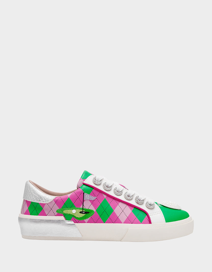 Sherrie Pink Green Multi Womens Low Top Lace Up Sneaker Betsey Johnson