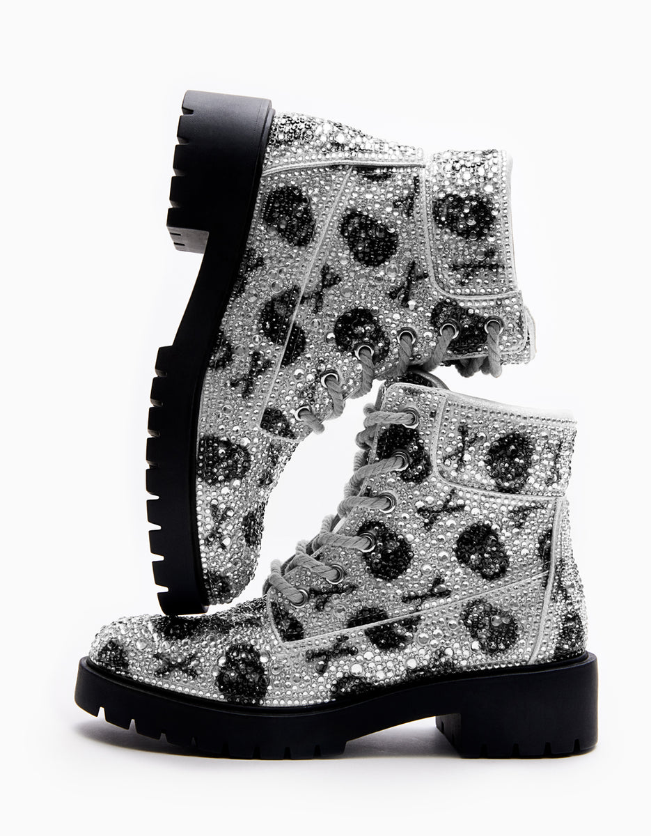 HUDSN Rhinestone Skull Print Booties | Women's Booties – Betsey Johnson