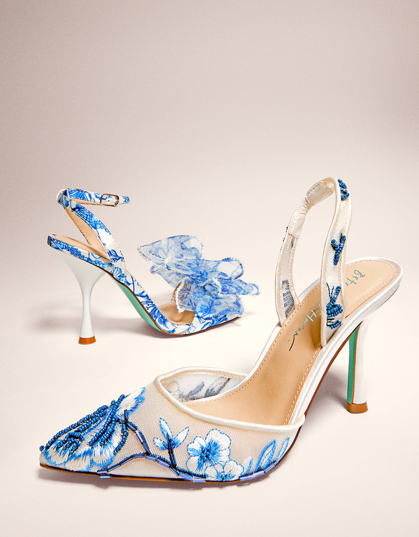 PATCH BLUE FLORAL Pointed-Toe Heel | Women's Heels – Betsey Johnson