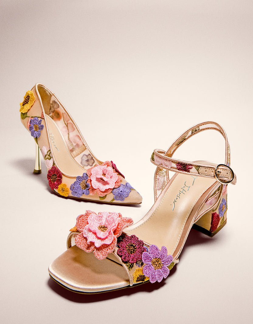 AIMEY NUDE FLORAL Pointed-Toe Stiletto Pump Heel | Women's Heels ...