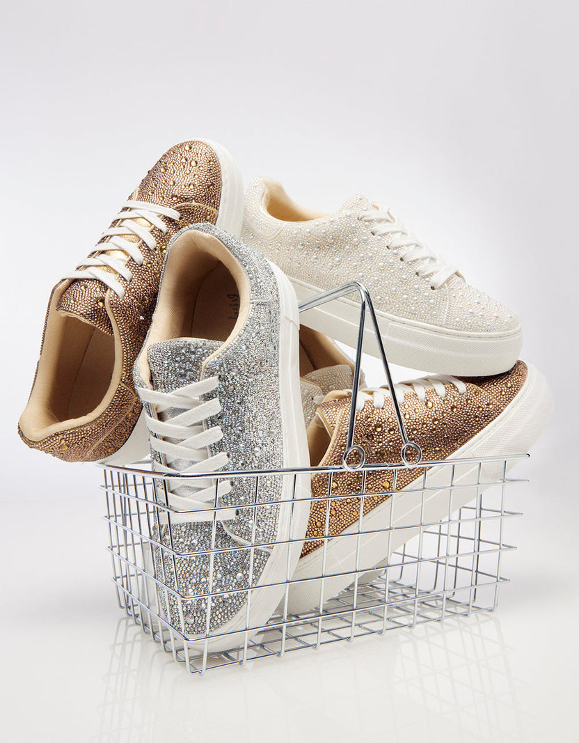 SB-SIDNY GOLD MULTI Rhinestone Sneaker | Women’s Lace Up Sneakers ...